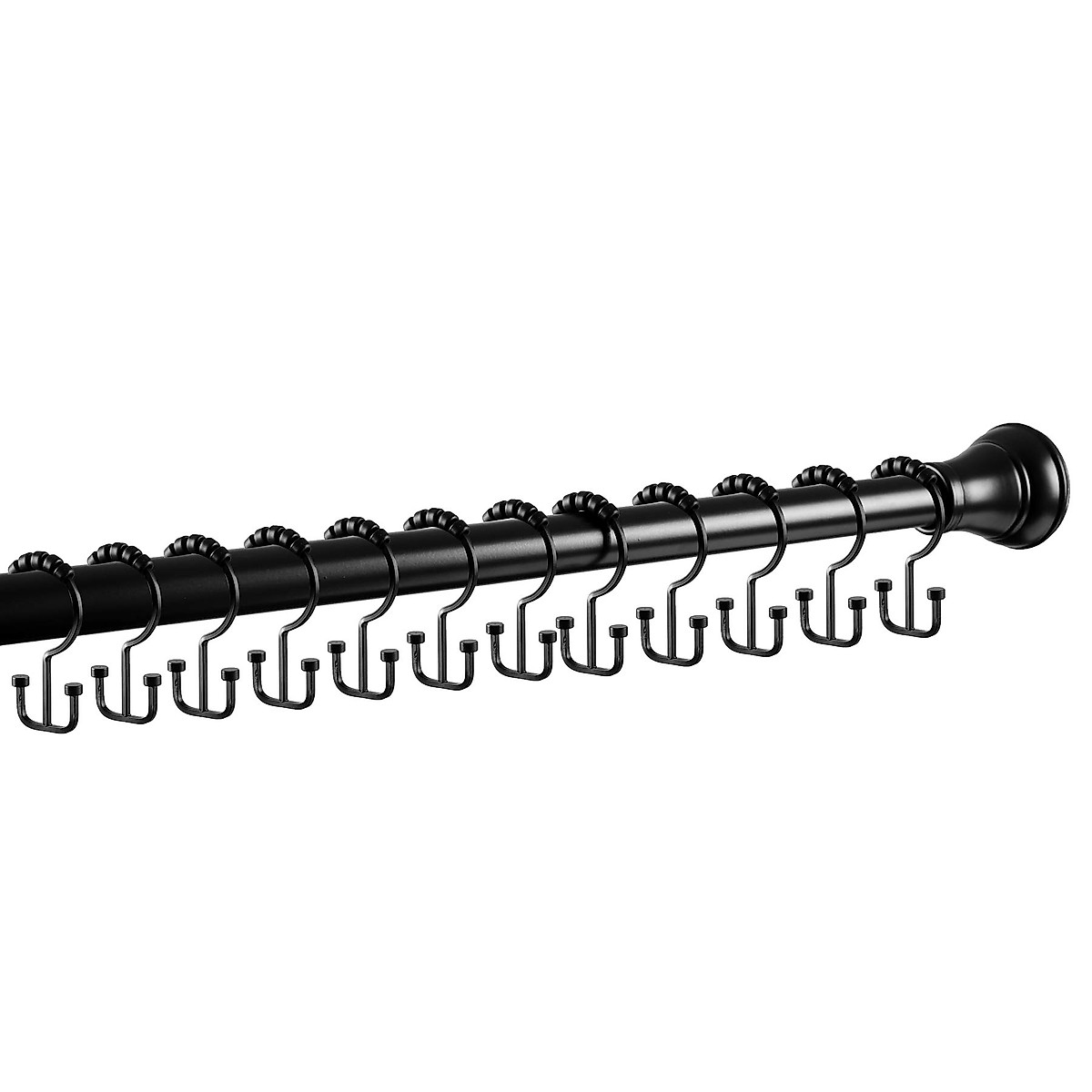 Utopia Alley Shower Hooks - Double Shower Curtain Rings for Bathroom - Rust Resistant Shower Curtain Hooks for Shower Curtain or Liner - Flat Double Shower Curtain Hooks - Set of 12, Matte Black