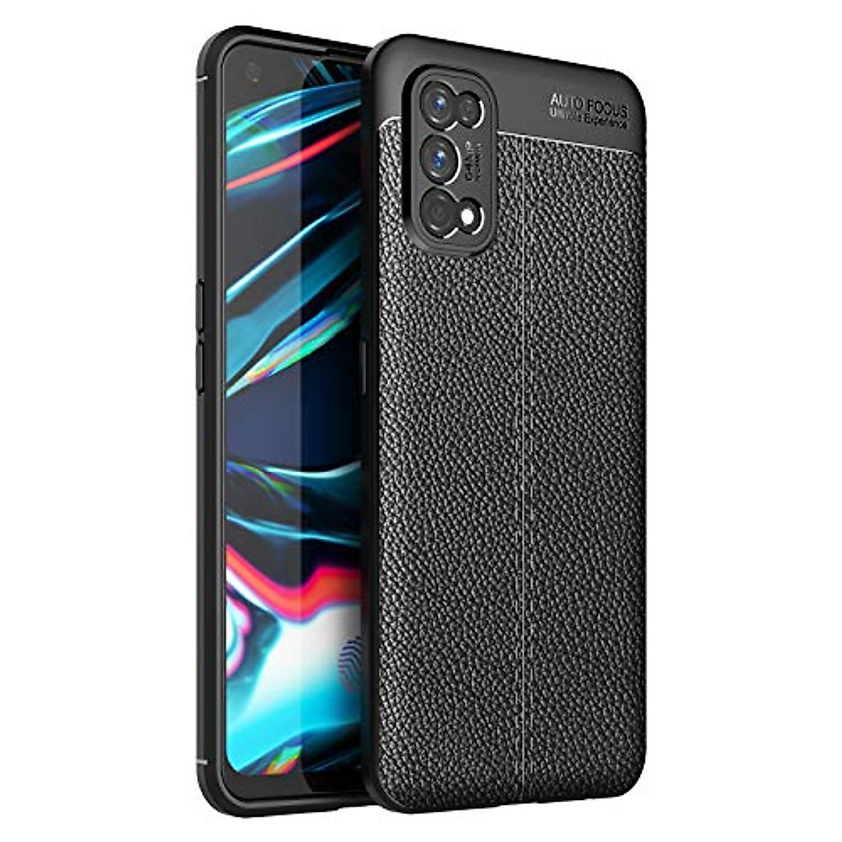 GUOQING for Oppo Realme 7 Pro Case,Shockproof High Impact Tough Rubber Rugged Hybrid Case Protective Anti-Shock Shatter-Resistant Mobile Phone CaseLeather Texture (Color : Black)