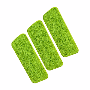 ARSUK Spray Mop Refill Pads Microfiber Replacement Heads Premium Wet/Dry Flat Mop Floor Cleaning Machine Washable Reusable 16 x 5.5 inches ( 3 Pack Green)