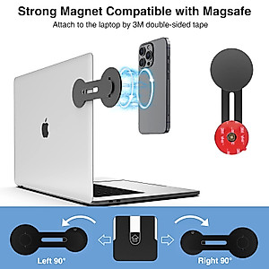Aerbeis Continuity Magnetic Laptop Phone Holder - 180° Adjustable Continuity Camera Mount Adapter Compatible with MagSafe, MacBook Mount Computer Monitor Expansion Bracket for Smartphone