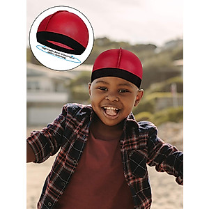 12 Pieces Kids Satin Silk Durag with Wave Caps Set Unisex Baby Durags 360 Wave Wide Strap Headwraps Long Tail Turban Beanies