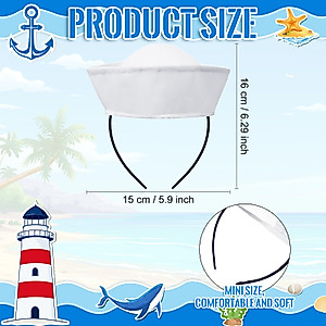 Tigeen Halloween White Mini Captain Hat Headband 15 Cm Sailor Hat Headbands Navy Sailor Hat for Yacht Nautical Dressing Up Theme Role Play Party Costume Accessory