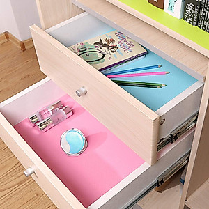 EVA Cabinet Liner, Non-Slip Shelf Liners for Kitchen cabinets, Cupboard Drawer Cushion Mats, DIY Multipurpose Bathroom Waterproof Pads, 17.7 x 59 inches - Pink