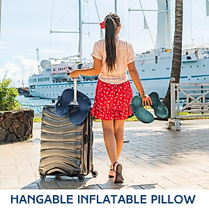 Xtinmee 2Pcs Self-Inflatable Pillow Soft Airplane Travel Pillow with Compact Bag for Long Flight Neck Cushion for Head Support Car Home Office 12.2x11.81x5.91in(Peacock Green, Blue)