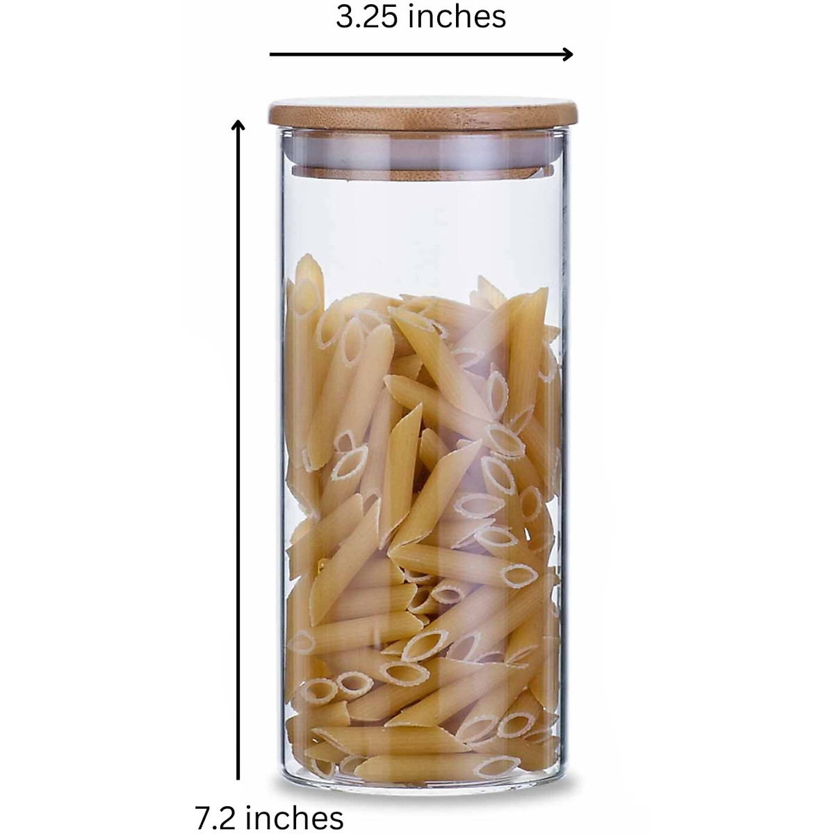 Cestari Glass Food Storage Containers Jars with Airtight Bamboo Lid 24 oz, 700 ml Pantry Organization Jar for Grains and Rice, Glass Terrarium with Lid, Spice, Coffee, Tea, and Sugar Container