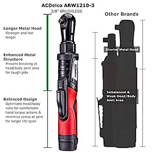 ACDelco ARW1210-3P G12 Series 12V Cordless Li-ion 3/8” 65 ft-lbs. Brushless Ratchet Wrench Tool Kit