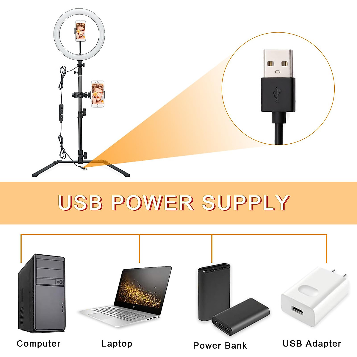 Godox LR120 12" LED Ring Light with Desktop Stand & Phone Holder,3000K-6000K Dimmable Selfie Ring Light,USB Powered Conference Light for Vlogs,YouTube,TikTok,Live Stream,Makeup,Photography (Black)