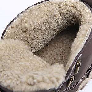 TSIODFO Winter Shoes for Men Cold Weather Snow Boots Insulated Fur Warm Outdoor Hiking Ankle Boots Waterproof Brown size 6.5