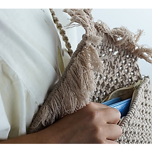 Wicker Purses for Women, Handmade Straw Bag, Rattan Purse (Khaki)