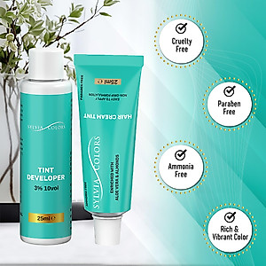 Professional Tint Kit Medium Brown Semi-Permanent 40 Applications Lasts 4-6 Weeks Spot Coloring Set Waterproof