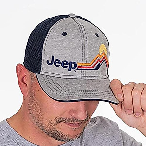Jeep Mountain Stripe Navy Mesh Back Snap Closure Hat