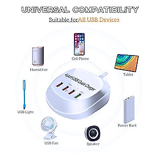 4 Port USB Charger, [UL Certified] 36W USB Fast Charging Station for Multiple Devices, USB Hub Charger Nightstand Charger Block Tower for Home, Travel, Office, School (with One QC 3.0 Port)