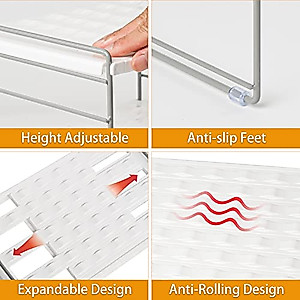 Water Bottle Organizer For Cabinet, Expandable Water Bottle Holder Rack, Adjustable Tumbler Storage For Kitchen Organization, 2 Tier Cup Organizer For Sports Flask Insulated Travel Mug Fridge, White