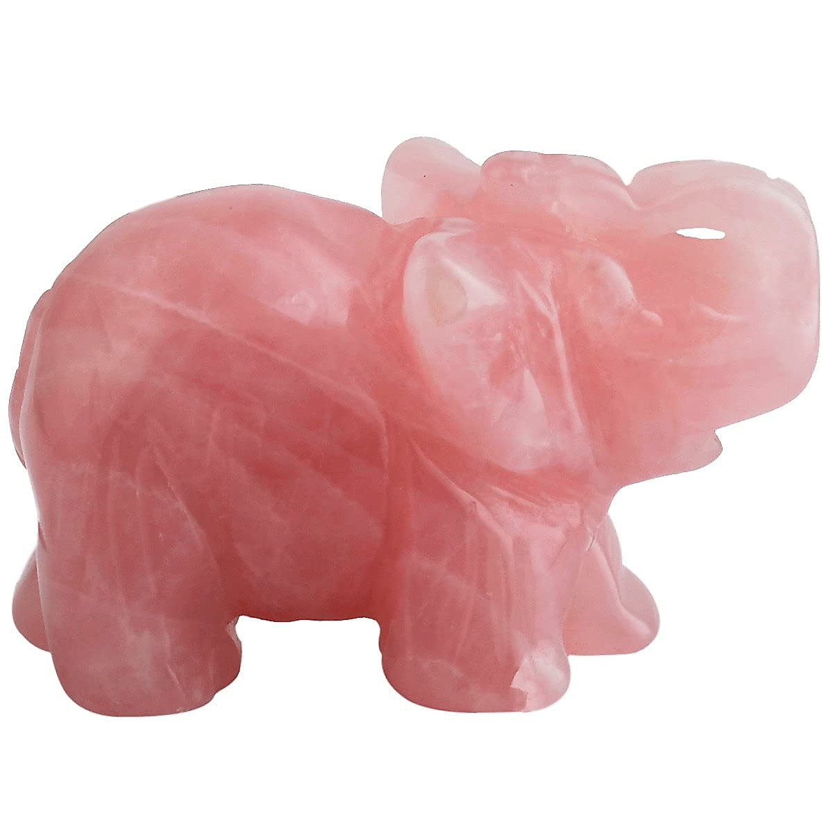 SUNYIK Rose Quartz Elephant Pocket Statue Kitchen Guardian Healing Figurine Decor 1.5"