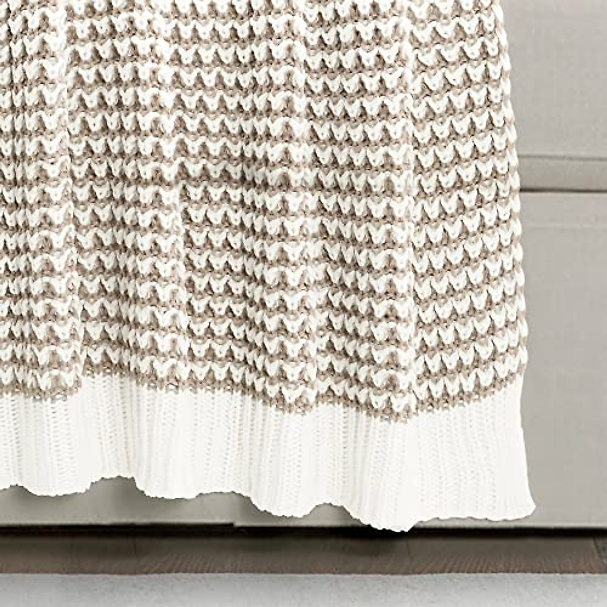 Lush Decor Chic and Soft Knitted Throw Blanket, 60" x 50", Neutral