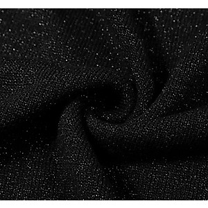 DUTUT Women's Long Sleeve Glitter Tops Crewneck Pullover Sweater Basic Casual Solid Color Tunic Tops Fall Soft Sweater Black