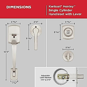 Kwikset Henley Front Entry Door Handleset and Deadbolt with Interior Reversible Lever, Featuring SmartKey Re-Key Security Technology with Microban Protection in Satin Nickel