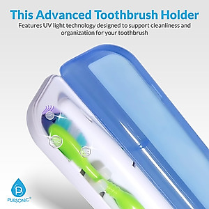 Pursonic Portable UV Toothbrush Sanitizer Case - Travel Toothbrush Sanitizer and Holder - Toothbrush Sanitizer with UV Light & Auto Shut Off Timer