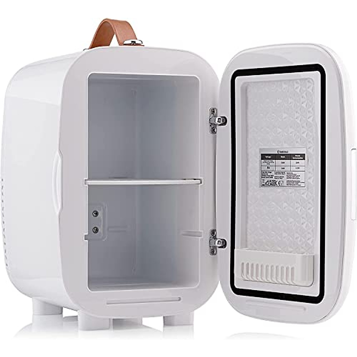 Subcold Pro6 Luxury Mini Fridge Cooler 6 Litre / 8 Cans AC & Exclusive USB Power Option Small Portable Fridge For The Office, Bedroom, Car, Skincare & Cosmetics Chequer White