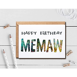 Happy Birthday Memaw - Memaw Birthday Card - Memaw Card - Card For Memaw Modern - Memaw Birthday Card - Card For Memaw