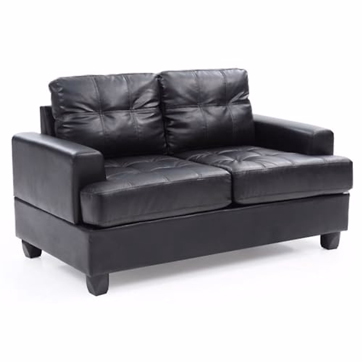 Glory Furniture Sandridge Faux Leather Loveseat in Black