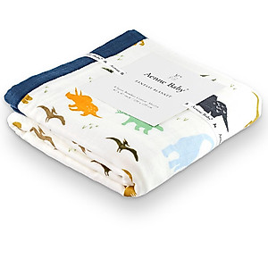Aenne Baby, 4-Layer Muslin Toddler Crib Blanket for Boys, Warm and Hypoallergenic Extra Soft Wrap for New Borns and Infants, Dinosaur Dino Print, Large 47"x 47", 1 Pack