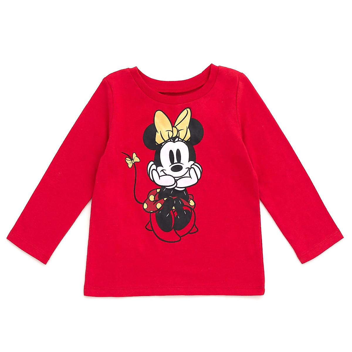 Disney Minnie Mouse Infant Baby Girls Zip Up Vest Puffer T-Shirt and Leggings 3 Piece Outfit Set Red/Yellow 18 Months