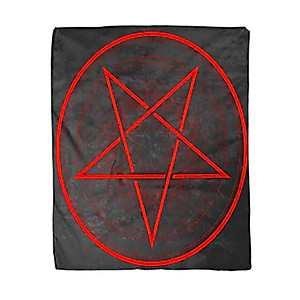 rouihot 60x80 Inches Throw Blanket Satan Baphomet Star Reversed Pentagram Satanic Sign Gothic Amulet Warm Cozy Print Flannel Home Decor Comfortable Blanket for Couch Sofa Bed