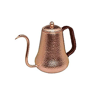 UXZDX Hammered Coffee Tea Pot Pure Red Copper Premium Quality Drip Kettle Spout Long Mouth Coffee Kettle Teapot- 900ml