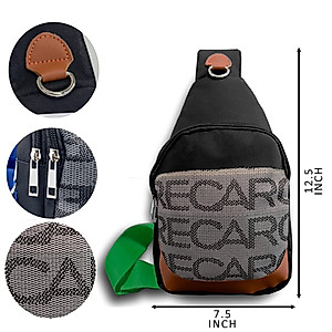 Q1-TECH, Jdm Recaro Gradation Crossbody Shoulder Bag With Green Embroidery Tak Straps Backpack New