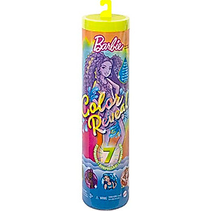 Barbie Color Reveal Doll & Accessories For 3 years and up Neon Tie-Dye Series, 7 Surprises, 1 Barbie Doll (Styles May Vary)