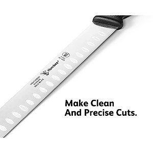 Humbee Chef 14-Inch Carving Knife with Granton Edge for Turkey Ham Meat Slicing and cutting NSF Certified CP5-14 Black