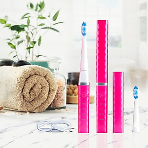 Pop Sonic USB Charge Anywhere Toothbrush (Pink) - Rechargeable Toothbrush w/Up to 40,000 Brush Strokes/Minute -Long-Lasting Dupont Nylon Bristles -Teens & Adult Toothbrush with Quadrant Pacer