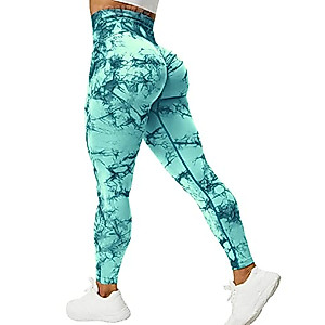 VOYJOY Seamless Leggings for Women High Waist Yoga Pants, Scrunch Butt Lifting Elastic Tights Teal