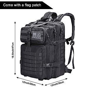 Prospo 40L Military Tactical Shoulder Backpack Assault Survival Molle Bag Pack Fishing Backpack for Tackle Storage (Black + Khaki)