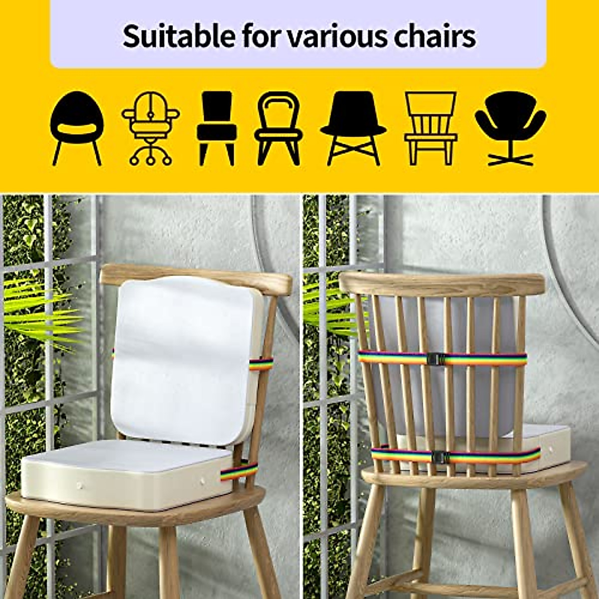 Toddler Booster Seat for Dining Table, Portable 3 Height Adjustable Cushion with Backrest, Non-Slip , Waterproof ,Dismountable& Washable Chair Cushion with Buckle Strap, (Grey)