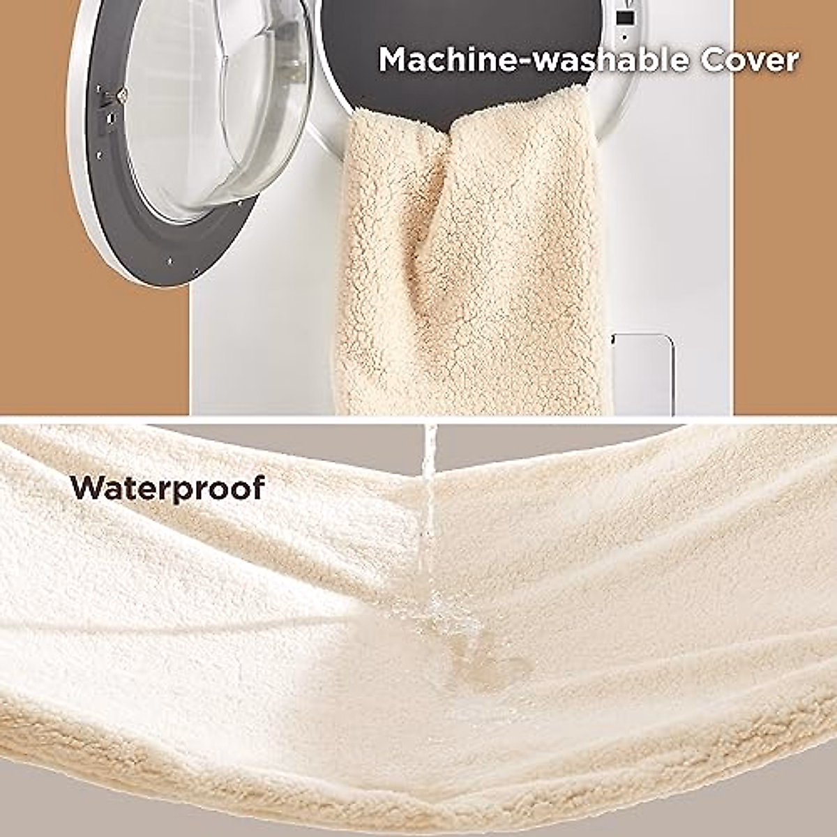 Lesure Dog Bed for Crate - Shredded Chopped Foam Dog Mat for Small Dogs, Pet Mattress with Waterproof Washable Faux Linen Cover, Beige