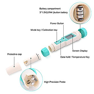Water Quality Tester, Salt Tester, Digital Screen 7 in 1 Multifunction Pen Type Water Quality Testing Meter Fast Accurate Calculation Salinity PH TDS EC ORP Tester IP67 Waterproof Detachable Probe