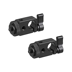 CAMVATE 15mm Single Rod Clamp Adapter with Black Thumbscrew Locking Knob (2 Pieces) - 2217