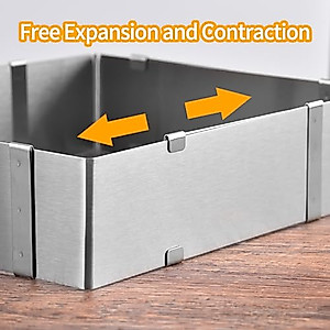 Guowall Stainless Steel Cake Square Mold, Adjustable Mousse Ring Rectangle Shaped Mousse Cake Cutter, Extensible Baking Mold Pastry DIY Baking Tool (10-18cm)