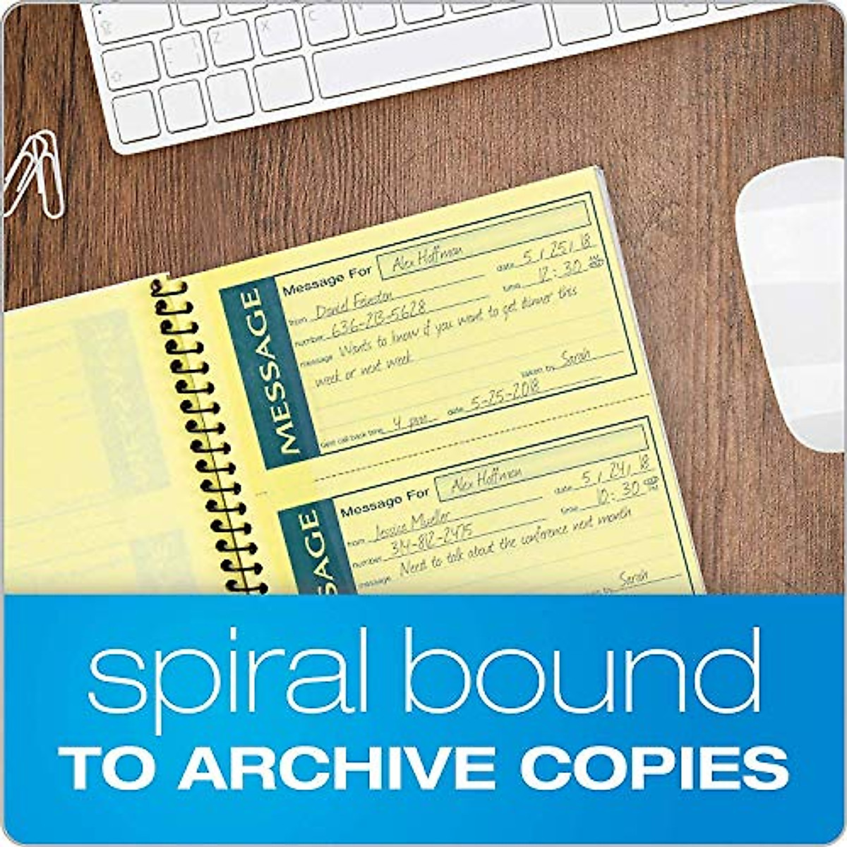 TOPS Adams Write 'N Stick Spiral Message Pad, 200 Carbonless Duplicate Sets Per Pad, 5.25 x 11 Inches, White/Yellow (SC1153WS) 4 PACK