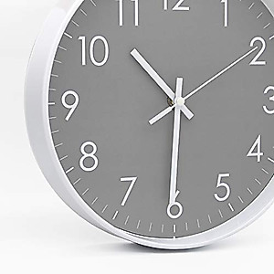 Epy Huts Modern Simple Wall Clock Indoor Non-Ticking Sweep Decorative Wall Clocks Battery Operated with Clear Numbers Easy to Read Wall Clock for Office,Bathroom,Livingroom Decorative 10 Inch Gray