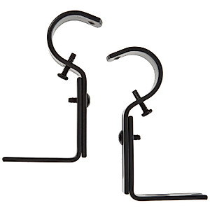 Amazon Basics Adjustable Curtain Rod Wall Bracket Hooks, Set of 2, Black