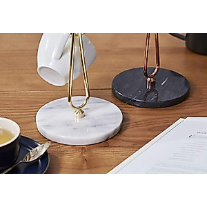 JEmarble Mug Holders with Copper Plated Standing(White) Countertop Mug Tree, Coffee Mugs & Tea Cup Storage Rack, Coffee Counter Bar Accessory & Kitchen Organizer