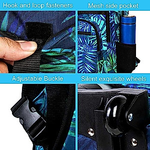 FTJCF 3pcs Rolling Backpack for Men, 21 Inche Adult Bag with Roller Wheels, Wheeled Bookbag Set for Boys - Green