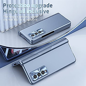 Gadget-Park Case for Samsung Galaxy Z Fold 3, 4-in-1 Magnetic Hinge Protection Case with S Pen Holder and S Pen Replacement, Compatible with Samsung Galaxy Z Fold 3 5G (Blue)