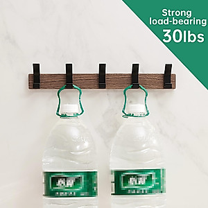 AODORAN Coat Rack Wall Mount Coat Hooks - Wooden Black Coat Rack with 4 Hooks Aluminum Wall Hooks for Hanging Coat Hat Bag Towel Hanger Rustproof Coat Holder 15.7 Inches