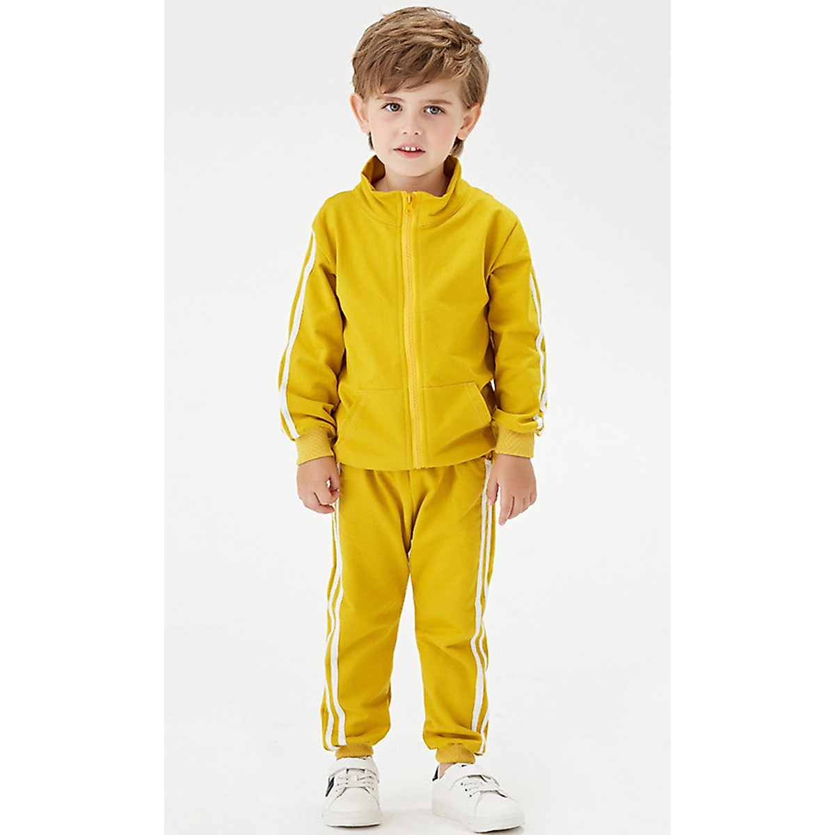 CRAZY GOTEND Toddlers Boys Outfit Set Long Sleeve Tracksuit Sweatsuit 2 Pack Kids Clothing Athletic Clothes Zip With Pockets Red 12-18 Months/80