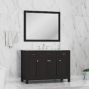 Alya Bath HE-101-48-E-CWMT Norwalk Single Bathroom Vanity with Carrera Marble Top and No Mirror, 48", Espresso