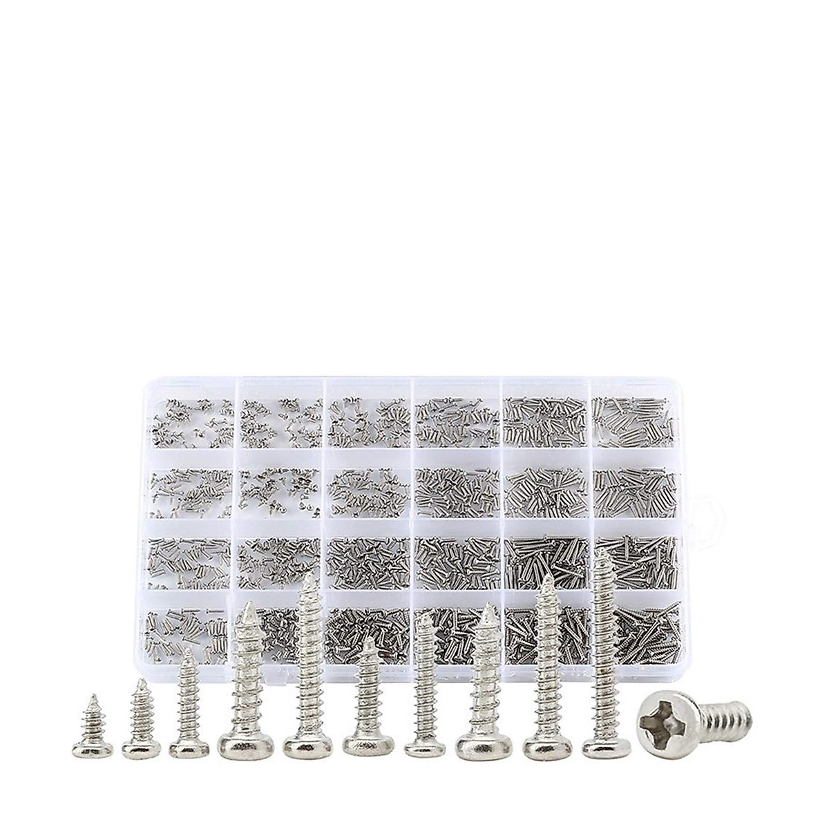 1100pcs Round Pan Head Tapping Screws Set M1.2 M1.4 M1.5 M1.7 M2 Mini Screw Laptop Computer Screw Phillips Screw Kit DaJiKan